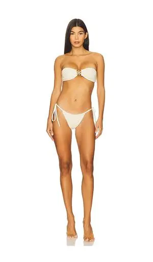 ASTA RESORT Mia Knitted String Bikini Bottom - Ivory Sequin