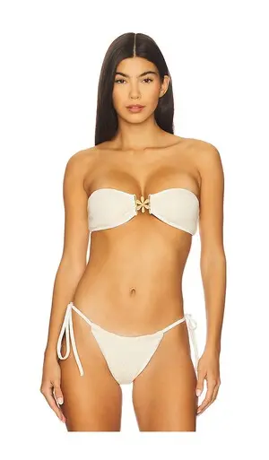 ASTA RESORT Mia Knitted Bikini Top - Ivory Sequin