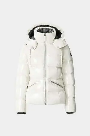 Mackage High-gloss Down Jacket With Removable Hood - Cream