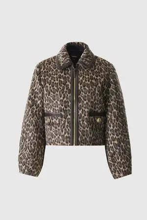 Mackage Lorah-a Animal-print Cropped Leather Jacket - Light Camel Multi