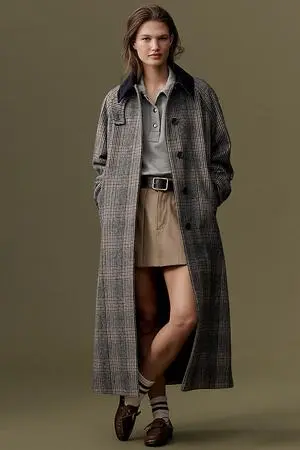 Anthropologie Checked Wool-blend Coat