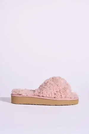 Minnetonka Teddy Crossband Slide Slippers - Blush Pink