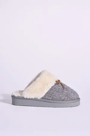 Minnetonka Flurry Bow Scuff Slides - Grey