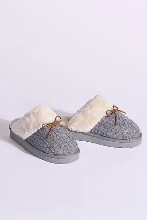 Minnetonka Flurry Bow Scuff Slides - Grey