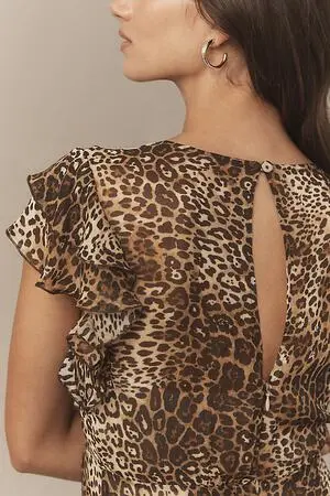 Bhldn Flutter-sleeve Plunge Maxi Dress