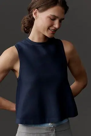 Maeve Sleeveless Swing Knit Top Navy