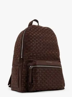 ORTIGNI Leather Backpack With Intrecciato Motif