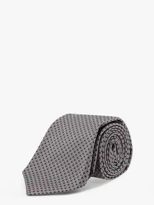 Kiton Micro-pattern Silk Neck Tie - Grey