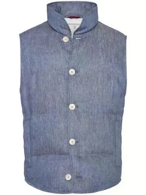Brunello Cucinelli Padded Linen Gilet - Blue