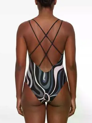 Emilio Pucci Marmo-print Cross-back Swimsuit
