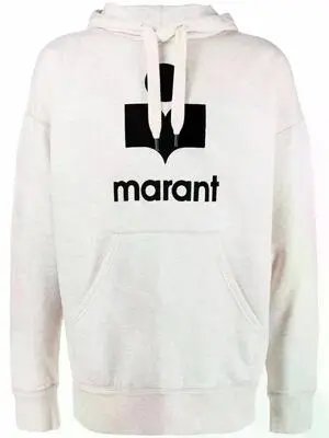Isabel Marant Flocked Logo Hoodie - Neutrals