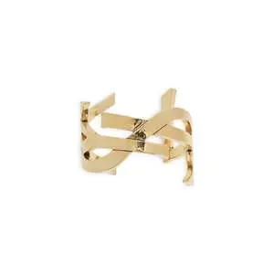 Saint Laurent Saint Laurent Patin Gold Brass Manchette Cassandre Bracelet - Grey