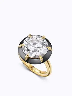 BRIONY RAYMOND Shadow Solitaire Diamond Ring - 18 Karat Yellow Gold