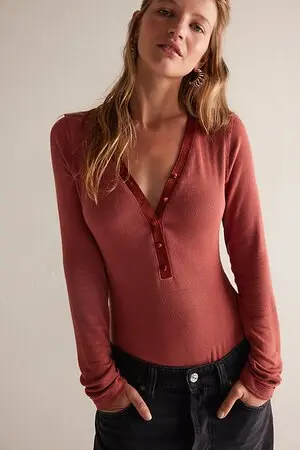 Free People Intimately Such A Softie Bodysuit - Spiced Rum