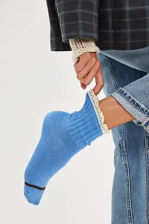 Free People Crochet Trouser Socks Blue