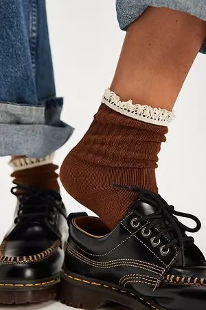 Free People Crochet Trouser Socks - Brown