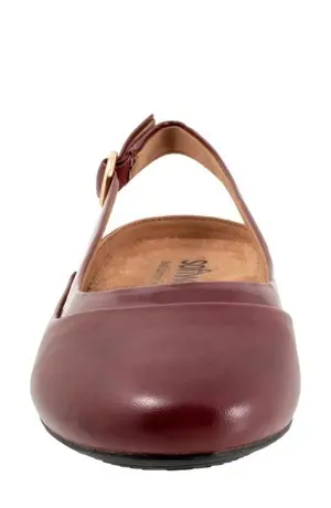 Softwalk Slingback Leather Flat - Cherry