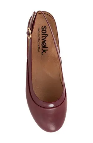 Softwalk Slingback Leather Flat - Cherry