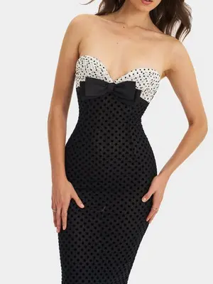 MISS CIRCLE Polka Dot Sweetheart Maxi Dress