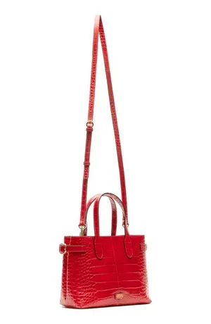 FRANCES VALENTINE Amalie Croc-embossed Leather Shoulder Bag