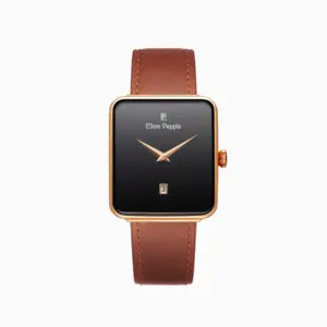 ELTON PEPPLE Watch With Calfskin Strap - Black/brown/rose Gold