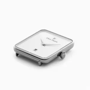 ELTON PEPPLE Watch With Calfskin Leather Strap - Eggshell White/black/silver
