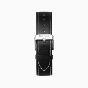 ELTON PEPPLE Watch With Calfskin Leather Strap - Eggshell White/black/silver
