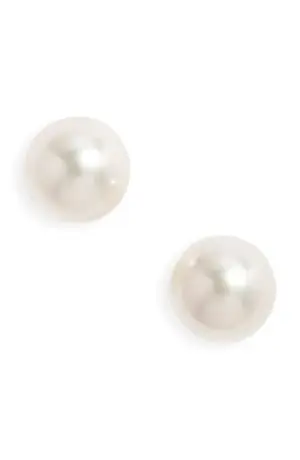 Nordstrom Akoya Pearl Stud Earrings - White- 14k White Gold
