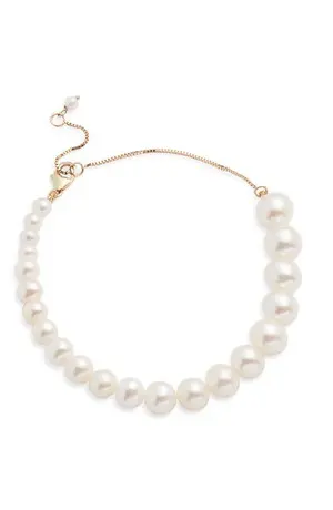 Nordstrom Freshwater Pearl Bracelet - White- 14k Yellow Gold