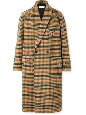 Celine Double-breasted Checked Wool Coat