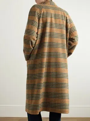Celine Double-breasted Checked Wool Coat