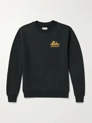 Aimé Leon Dore Unisphere Logo-Print Cotton-Jersey Sweatshirt Black