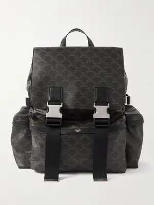Celine Triomphe Logo Print Backpack - Black
