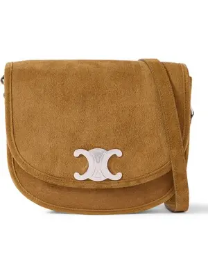 Celine Triomphe Medium Suede Messenger Bag - Brown