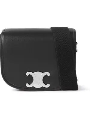 Celine Triomphe Small Leather Messenger Bag - Black