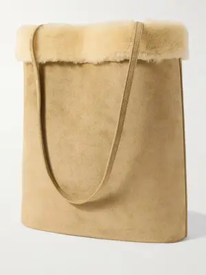 Celine Triomphe Logo-embossed Shearling Bucket Bag