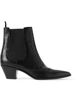 Celine Snake-effect Leather Chelsea Boots