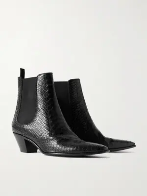 Celine Snake-effect Leather Chelsea Boots