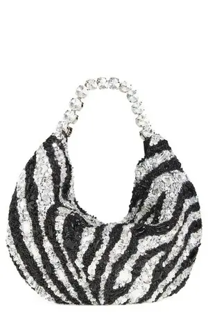 L’ALINGI Striped Hobo Bag With Crystal Handle