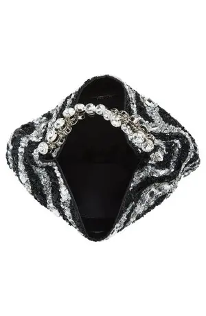 L’ALINGI Striped Hobo Bag With Crystal Handle