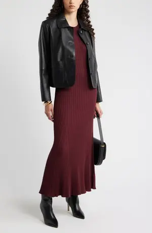 Nordstrom Rib Knit A-line Dress - Burgundy Royale