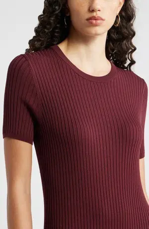 Nordstrom Rib Knit A-line Dress - Burgundy Royale