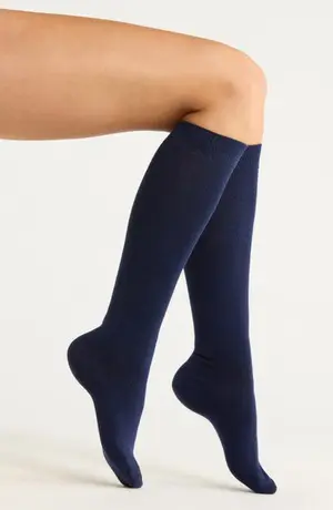 Nordstrom Knee-High Merino Wool Blend Socks Navy Peacoat