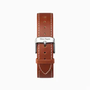 ELTON PEPPLE Edgewater Stitch Silver Leather Strap - Brown