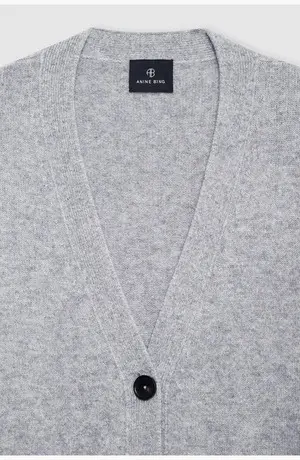 ANINE BING Jackson Cashmere Cardigan - Medium Heather Grey