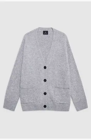 ANINE BING Jackson Cashmere Cardigan - Medium Heather Grey