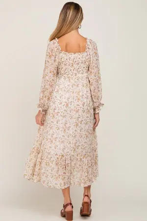 PINKBLUSH Floral Chiffon Ruffle Maxi Dress