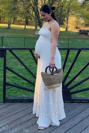 PINKBLUSH Smocked Open Back Maxi Dress - Cream