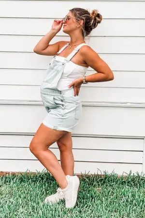 PINKBLUSH Denim Short Overalls