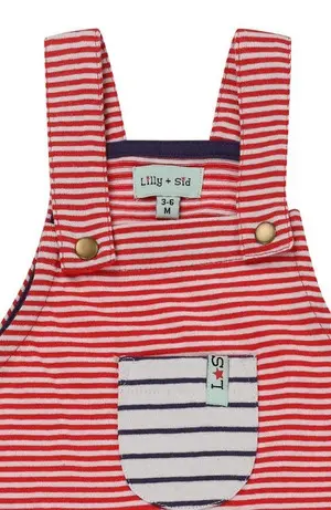 LILLY + SID Organic Cotton Stripe Print Dungarees Jumpsuit